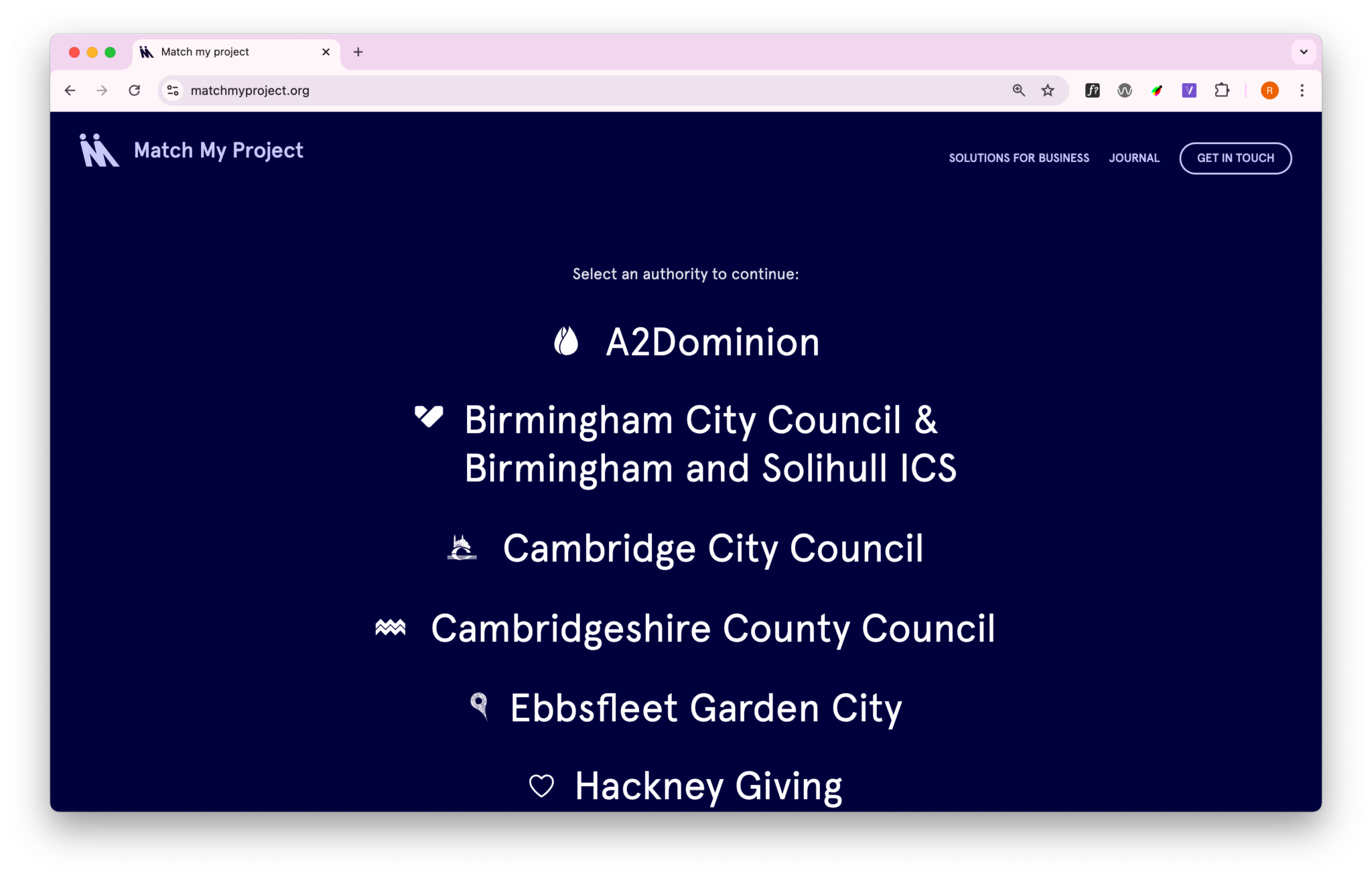 How to sign up to Match My Project - Journal